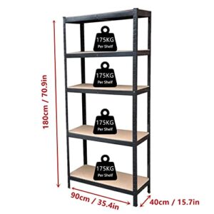 Qimu 5-Tier Garage Shelving Unit, Adjustable Shelves for Free Combination,Metal Storage Rack Heavy Duty Display Stand for Books, Kitchenware, Tools,1929LB Total Capacity,70.8" x 35.4" x 15.7"