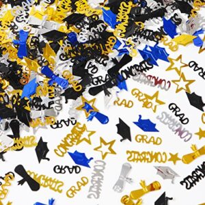 graduation party-decorations navy-blue gold-silver confetti - congrats,grad,star,graduation cap,diploma table decor confetti graduation 2023 lasting surprise