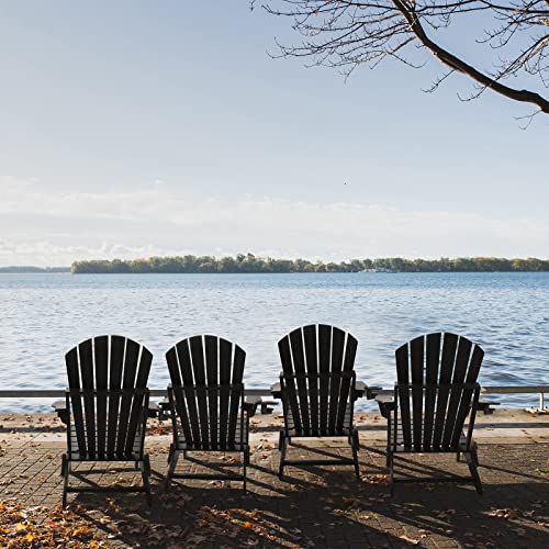 FUNBERRY Folding Adirondack Chair Set of 4, Fire Pit Chairs, Plastic Adirondack Chairs Weather Resistant with Cup Holder, Composite Adirondack Chairs