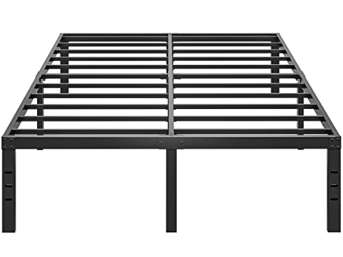 FSCHOS King-Size Bed-Frame / 18 Inch Metal Platform Bed Frame King/Reinforced Steel Slats Support/Heavy Duty Mattress Foundation/No Box Spring Needed/Easy Assembly/Noise Free/Black