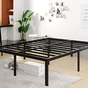 FSCHOS King-Size Bed-Frame / 18 Inch Metal Platform Bed Frame King/Reinforced Steel Slats Support/Heavy Duty Mattress Foundation/No Box Spring Needed/Easy Assembly/Noise Free/Black