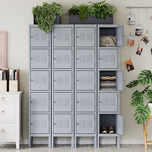 Letaya Metal Lockers, 5 Doors -66" Tall Steel Storage Cabinets Lockable for Employees, School,Gym, Home,Office,Mudroom,Industrial Lockers (Gray)