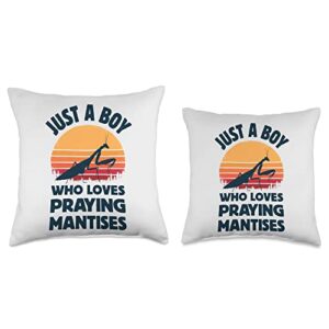 Praying Mantis Gifts Co. Praying Mantis Just A Boy Who Loves Insects Bugs Retro Throw Pillow, 16x16, Multicolor