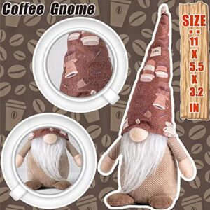 DraMosary Coffee Gnomes Coffee Bar Decoration, 4pcs Plaid Plush Gnomes Coffee Scandinavian Figurine Nordic Tiered Tray Decor for Home Office