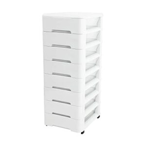 omnisafe 8 plastic drawers， white rolling storage cart with sturdy frame， storage tower for closet, living room, hallway, dormitory