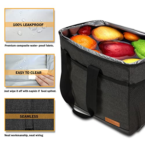 Collapsible Soft Cooler Bag,50 Cans Insulated Lunch Bag,Beach Cooler, Ice Chest,Large Leakproof Camping Cooler,Portable Travel Cooler for Grocery Shopping Picnics Work Meals (Black Grey)