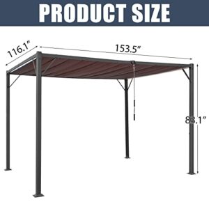 ECOTOUGE 10 x 13 Louvered Pergola with Aluminum Frame for Outdoor, Retractable Pergola Canopy Sun Shade with Adjustable Roof (UV Resistant) for Garden, Porch, Beach, Yard