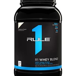 Rule One Proteins Whey Blend - Vanilla Ice Cream, 24g Fast-Acting Whey Protein Concentrates, Isolates, and Hydrolysates Per Serving, with Naturally Occurring EAAs and BCAAs, 2lbs