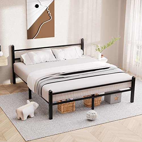 GreenForest Queen Size Bed Frame with Headboard Easy Assemble Metal Platform Bed Base with Heavy Duty Support Mattress Foundation No Box Spring Needed, Queen