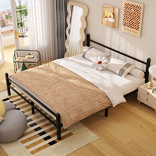 GreenForest Queen Size Bed Frame with Headboard Easy Assemble Metal Platform Bed Base with Heavy Duty Support Mattress Foundation No Box Spring Needed, Queen