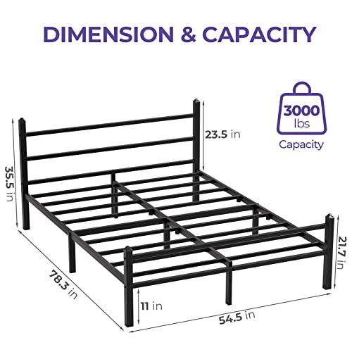 GreenForest Queen Size Bed Frame with Headboard Easy Assemble Metal Platform Bed Base with Heavy Duty Support Mattress Foundation No Box Spring Needed, Queen