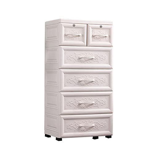 TFCFL 5 Layers Storage Cabinets 6 Drawer White European-Style Plastic Dresser Storage Closet Organizer for Home Office Bedroom