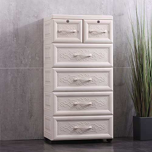 TFCFL 5 Layers Storage Cabinets 6 Drawer White European-Style Plastic Dresser Storage Closet Organizer for Home Office Bedroom