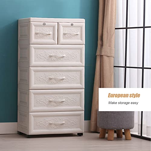 TFCFL 5 Layers Storage Cabinets 6 Drawer White European-Style Plastic Dresser Storage Closet Organizer for Home Office Bedroom