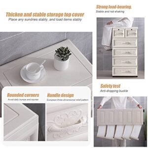 TFCFL 5 Layers Storage Cabinets 6 Drawer White European-Style Plastic Dresser Storage Closet Organizer for Home Office Bedroom