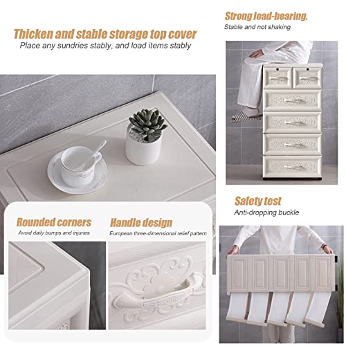 TFCFL 5 Layers Storage Cabinets 6 Drawer White European-Style Plastic Dresser Storage Closet Organizer for Home Office Bedroom