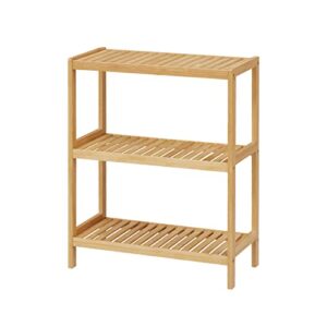 elepude bamboo shelf,stand utility storage shelf multifunctional bathroom kitchen living room holder plant flower stand (3-tier)