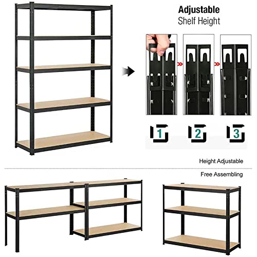 71" x 35" x 16" Storage Shelves, Heavy Duty 5-Tier Garage Shelving Unit, Metal Multi-Use Storage Rack for Home/Office/Dormitory/Garage, Adjustable Height Boltless Easy Installation