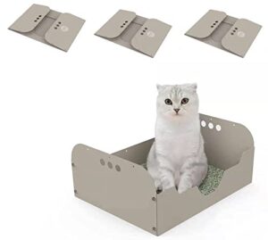 hahaxiao large cat litter box- portable and foldable kitty litter box for travel, 3-count- low entry litter pan for small/large cats, rabbits, dogs