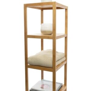 DECOMIL - 4 Tier Bamboo Standing Shelf | Freestanding Bathroom Storage Shelf | Multifunctional Storage Rack