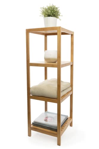 DECOMIL - 4 Tier Bamboo Standing Shelf | Freestanding Bathroom Storage Shelf | Multifunctional Storage Rack