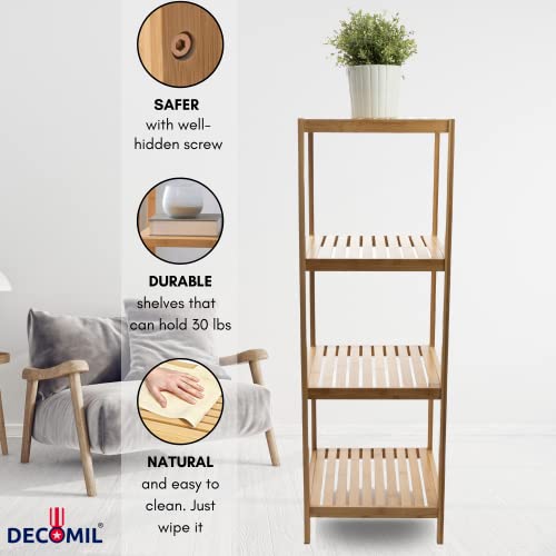 DECOMIL - 4 Tier Bamboo Standing Shelf | Freestanding Bathroom Storage Shelf | Multifunctional Storage Rack