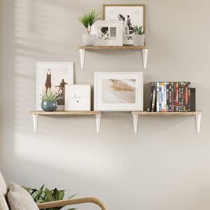 Wallniture Arras Floating Shelves for Living Room Decor, 17"x6" Wall Bookshelves, Organization and Storage Shelves for Bathroom, Bedroom, Kitchen, Burnt Finish Set of 3