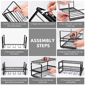 Qtimal Power Tool Organizer with 2 Side Screwdriver Storage Racks, Heavy Duty Utility Metal Cordless Drill Holder, Removable Garage Wall Mount Floating Tool Shelf, Bonus 10 Pack S Hooks