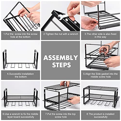 Qtimal Power Tool Organizer with 2 Side Screwdriver Storage Racks, Heavy Duty Utility Metal Cordless Drill Holder, Removable Garage Wall Mount Floating Tool Shelf, Bonus 10 Pack S Hooks