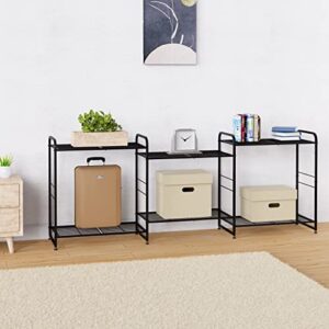 Simple Trending 3-Tier Stackable Wire Shelving Unit Storage Rack, Expandable & Adjustable Kitchen Storage Cabinet Shelf Organizer, Black