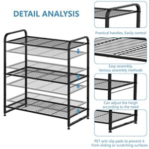 Simple Trending 3-Tier Stackable Wire Shelving Unit Storage Rack, Expandable & Adjustable Kitchen Storage Cabinet Shelf Organizer, Black