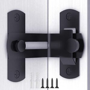 90 degree flip barn door lock, protect privacy - security gate latch, hook lock latch for barn, garden, bathroom, outdoor, garage, window, sliding door, black