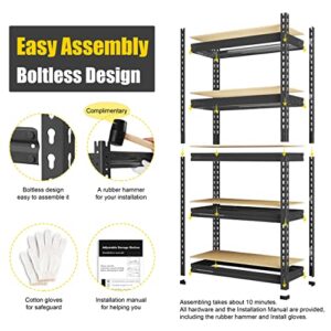 PrimeZone Storage Shelves 5 Tier Adjustable Garage Storage Shelving, Heavy Duty Metal Storage Utility Rack Shelf Unit for Warehouse Pantry Closet Kitchen, 28" x 12" x 59", Black