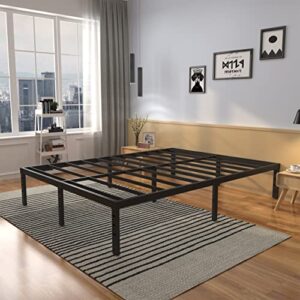 tieguner 14 inch king bed frame, heavy duty metal platform easy assembly bed frame, no box spring needed mattress foundation 3500 lbs support, noise free, maximum storage (black)