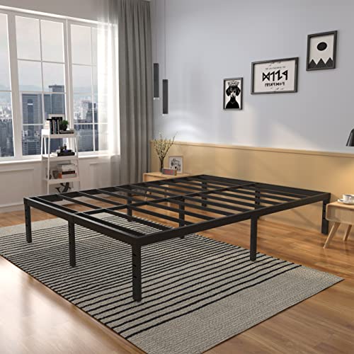 TIEGUNER 14 Inch King Bed Frame, Heavy Duty Metal Platform Easy Assembly Bed Frame, No Box Spring Needed Mattress Foundation 3500 Lbs Support, Noise Free, Maximum Storage (Black)