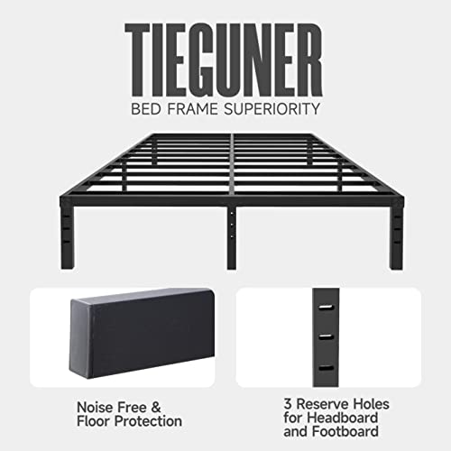 TIEGUNER 14 Inch King Bed Frame, Heavy Duty Metal Platform Easy Assembly Bed Frame, No Box Spring Needed Mattress Foundation 3500 Lbs Support, Noise Free, Maximum Storage (Black)