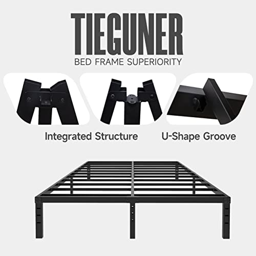 TIEGUNER 14 Inch King Bed Frame, Heavy Duty Metal Platform Easy Assembly Bed Frame, No Box Spring Needed Mattress Foundation 3500 Lbs Support, Noise Free, Maximum Storage (Black)