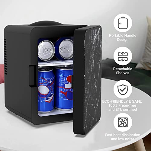 Living Enrichment Mini Fridge 4 Liter Skincare Fridge, AC 120V DC 12V Portable Small Refrigerator Cooler and Warmer for Skincare, Medications, Bedroom, Travel and Car - Black