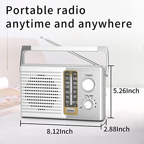 Yewrich AM FM Radio with Best Reception, Portable Battery Operated Transistor Radios, Headphone Jack, AC Powered, Suit for Senior and Home, White