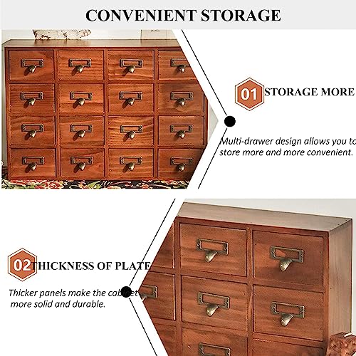 LOYALHEARTDY Desk Drawer Organizer,Wooden Storage Box with 16 Drawers,Home Office Desk Organization and Storage,Rustic Storage Drawers Dressers for Bedroom,Traditional Apothecary Cabinet