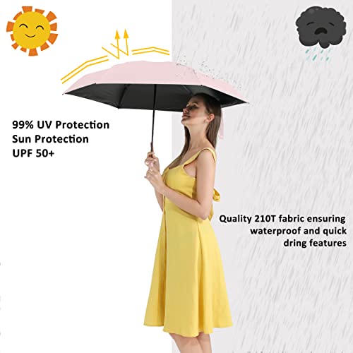 BAODINI Travel UV Umbrella for Sun Protection-Small Folding Umbrella Compact for Women and Girls