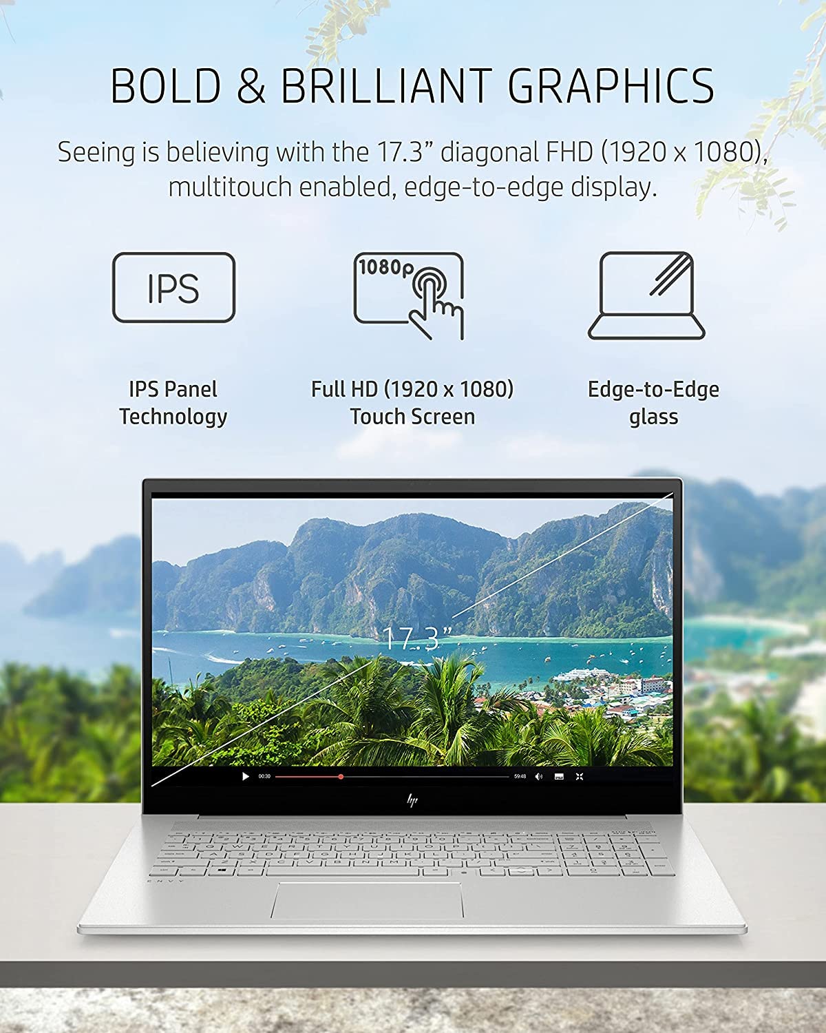 HP New Envy 17 Laptop, 17.3" FHD Touchscreen Display, Intel Core i7-1165G7, 32GB RAM 1TB PCIe NVMe M.2 SSD, Wi-Fi, Bluetooth, Webcam, Backlit Keyboard, Fingerprint Reader, Windows 11 Home