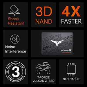 TEAMGROUP T-Force Vulcan Z 2TB SLC Cache 3D NAND TLC 2.5 Inch SATA III Internal Solid State Drive SSD (R/W Speed up to 550/500 MB/s) T253TZ002T0C101