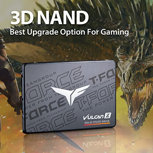 TEAMGROUP T-Force Vulcan Z 2TB SLC Cache 3D NAND TLC 2.5 Inch SATA III Internal Solid State Drive SSD (R/W Speed up to 550/500 MB/s) T253TZ002T0C101