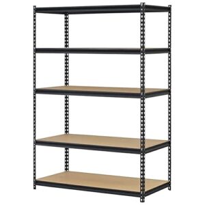 juggernaut storage 48" w x 18" d x 72" h 5-shelf steel shelving, black (ss4818-5blk)