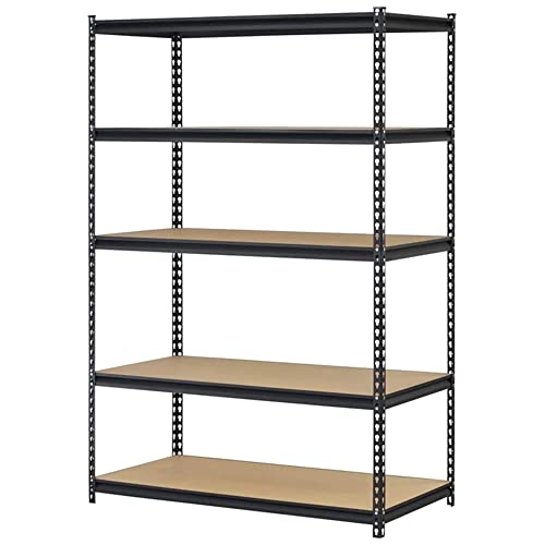 Juggernaut Storage 48" W x 18" D x 72" H 5-Shelf Steel Shelving, Black (SS4818-5BLK)