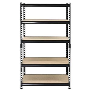 Juggernaut Storage 48" W x 18" D x 72" H 5-Shelf Steel Shelving, Black (SS4818-5BLK)