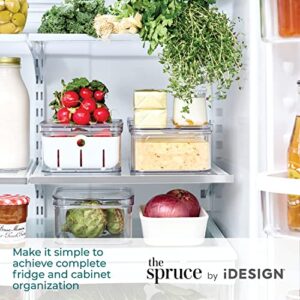 iDesign The Spruce 3-Piece Plastic Refrigerator Organizer Bin Set with Lids, Clear/White