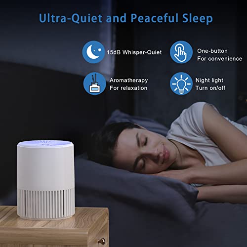 Air Purifiers for Bedroom Home- H13 True HEPA Air Purifier for Smoke Dust Pet Dander Odors and Pollen, with Fragrance Sponge Quiet Sleep Mode Air Cleaner for Living Room Home Office Kitchen