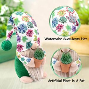 Succulent Gnomes Cactus Plants Gnomes Decor Swedish Tomte Doll Summer Stuffed Gnomes Plush Home Plants Tiered Tray Decoration Cacti Nordic Dwarf Gnomes Winter Gift for Her Coworker Plant Lady Decor